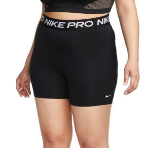 nike women's pro 365 5 inch shorts, black/white, large