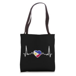 philippines heartbeat flag philippine proud filipino tote bag