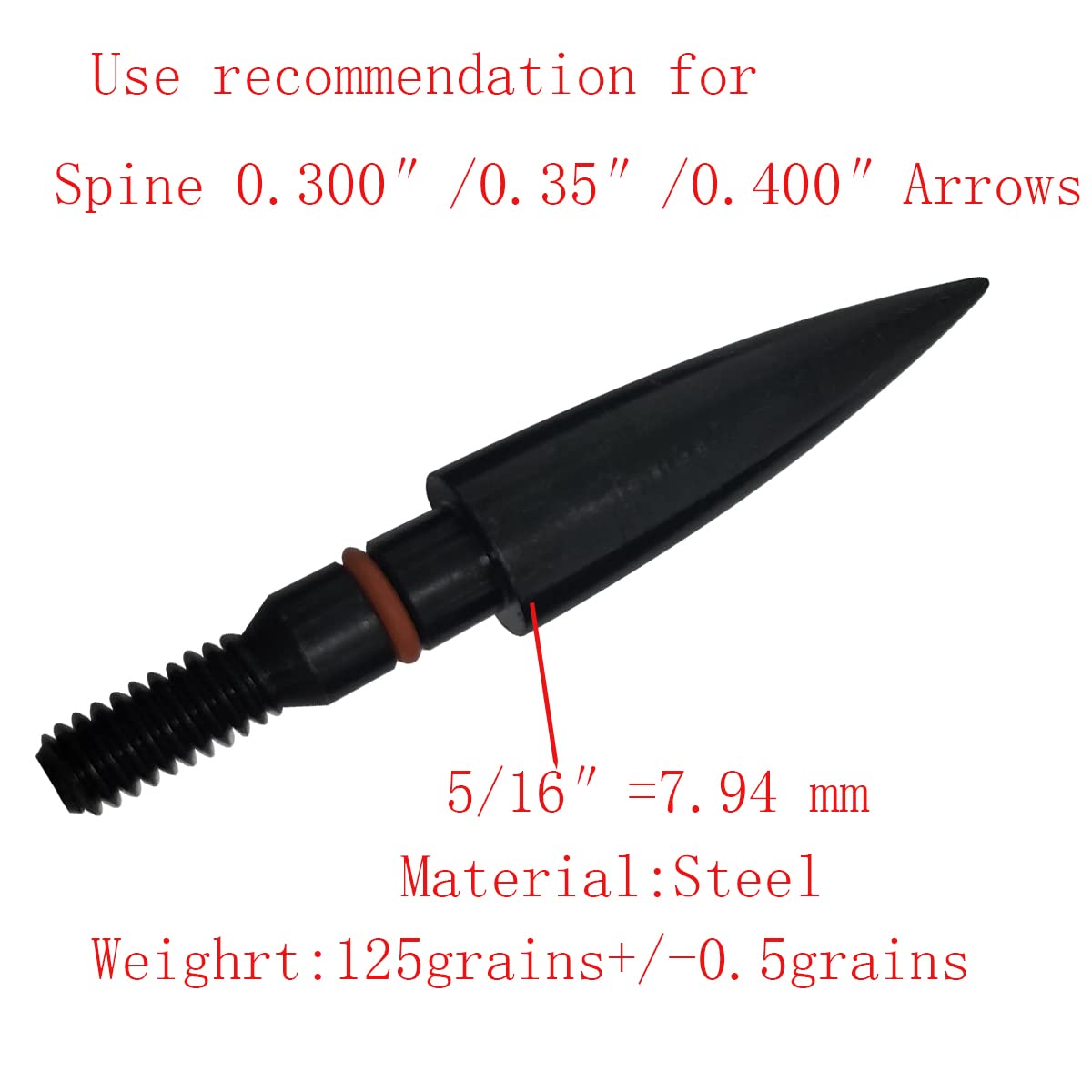 100/125/150/200 Grains Archery Field Points Practice Field Tips, Archery Target Practice Hunting Arrow Tip for Recurve, Compound Bow Crossbow, Steel Screw in Broadheads 12 PCS (5/16″-125grains)