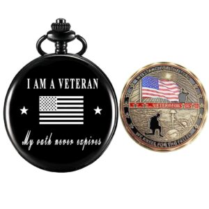 jofanvin gifts for veterans,pocket watch for veterans with military chanllengcoin,best veterans day gifts with gifts box packaging