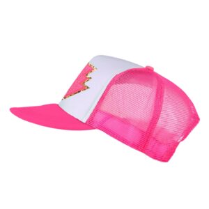 Lightning Bolt Hat Glitter Lightning Trucker Hats Women Cute Trendy Snapback Preppy Hat 80s Retro Foam Mesh Baseball Cap Hot Pink