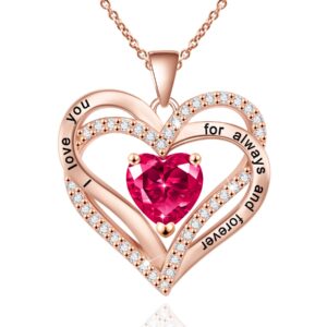 beauyist love heart birthstone necklaces for women, engraved pendant necklace jewelry gifts