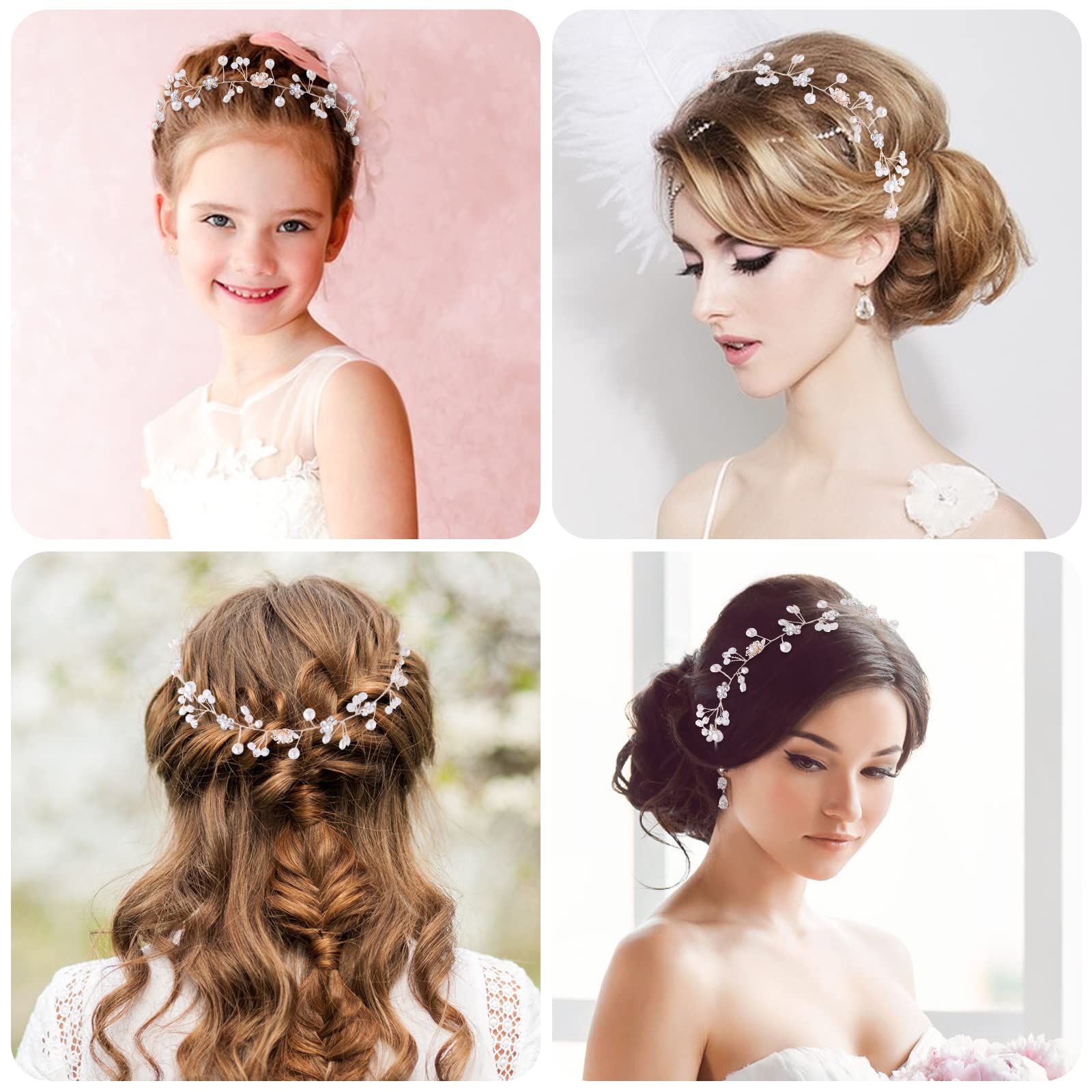 Floral Headpiece Bridal Hair Vine and Flower Crown - Elegant Wedding Hair Accessory for Flower Girls