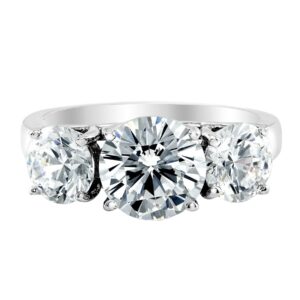 houston diamond district 1/2 0.5 carat igi certified lab grown 3 stone 14k white gold round engagement ring (d-e color, vs1-vs2 clarity - luxury collection) size:9.5