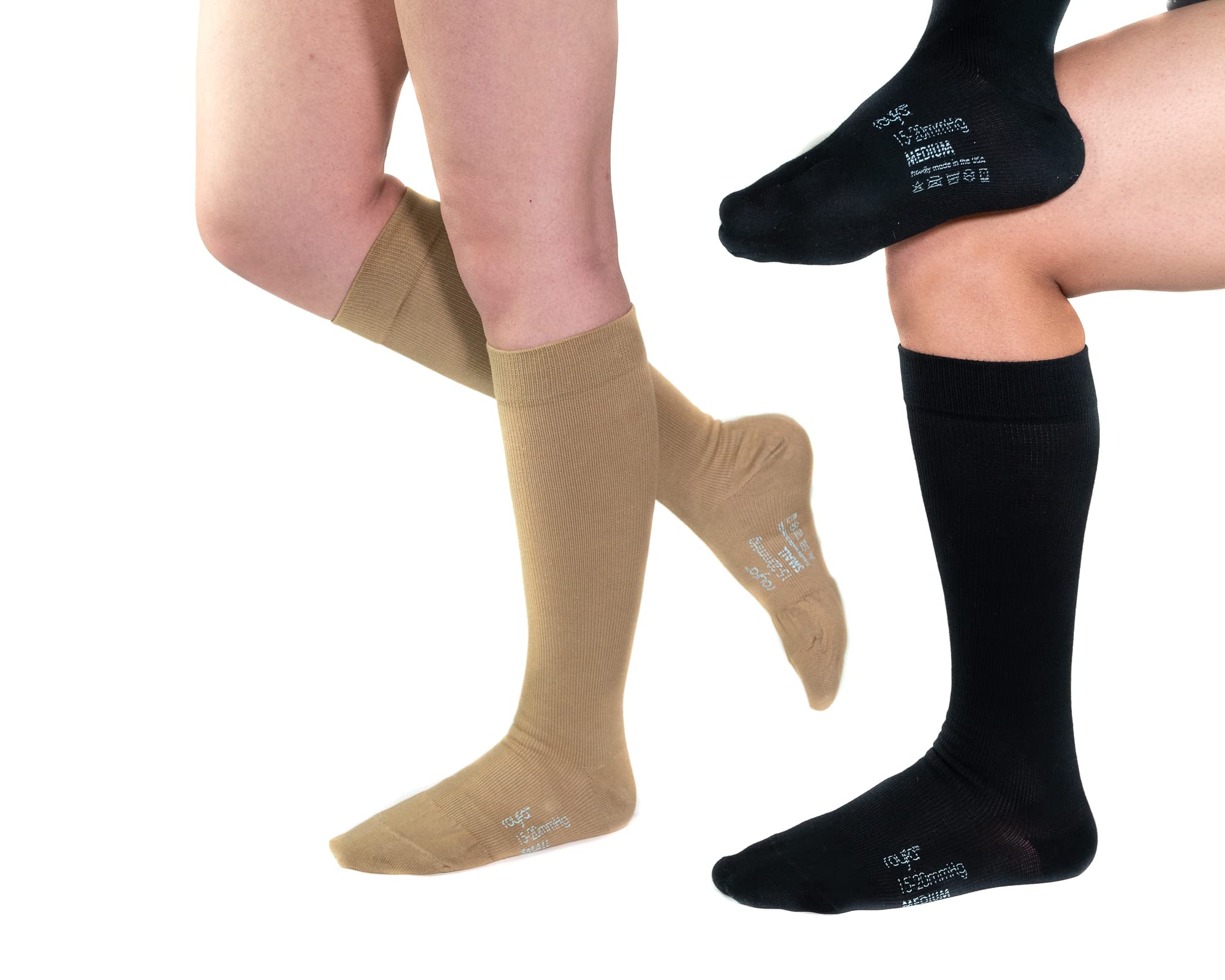 Royfa Cotton compression socks for Women and Men, 15-20 mmHg support stockings, Closed Toe circulator compression sock (Medium, Ebony)