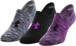 under armour women's breathe lite ultra low socks, multipairs, strobe purple assorted (3-pairs), medium