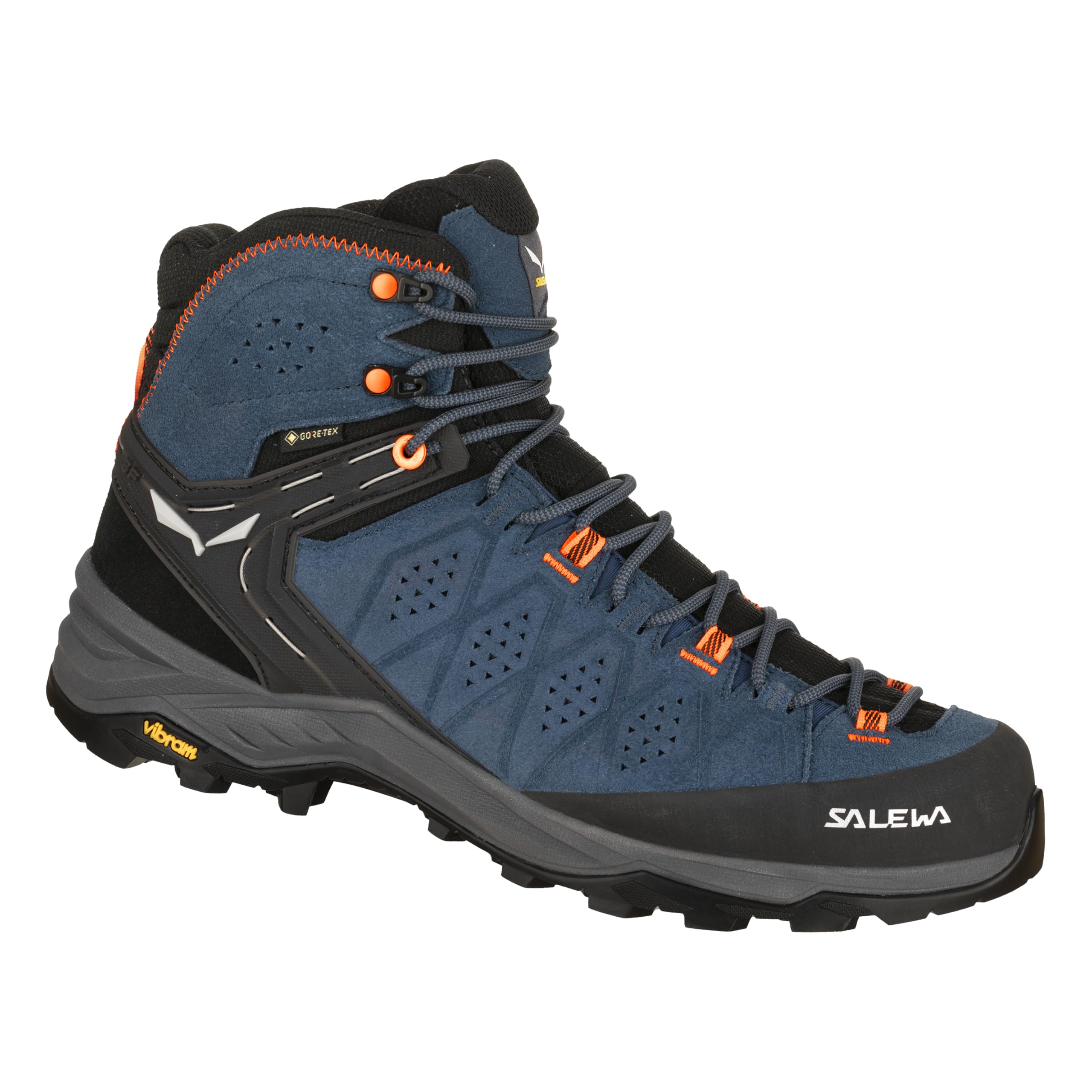 Salewa Men's Alp Trainer 2 Mid Gore-Tex Waterproof GTX Hiking Boot - Dark Denim/Fluo Orange - 12