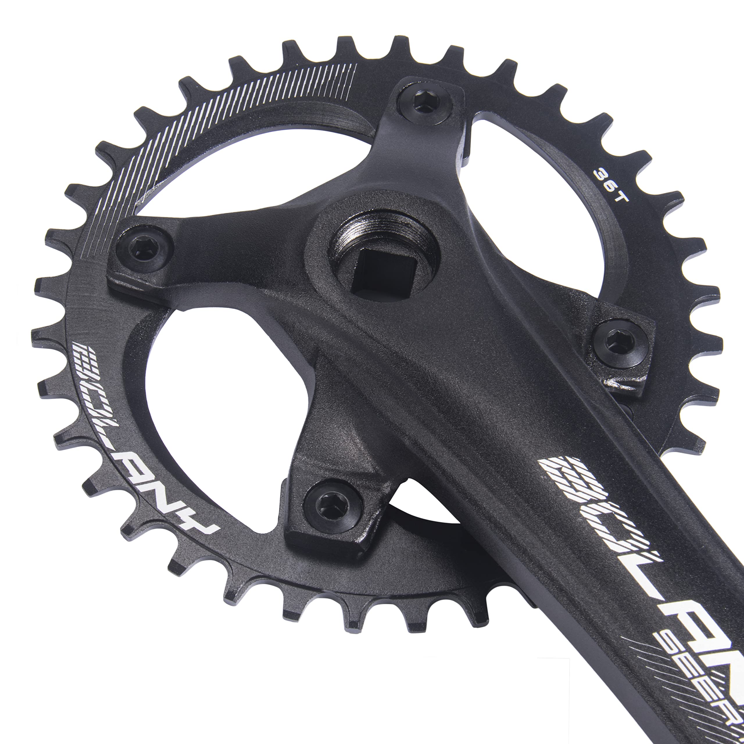 BOLANY MTB 170mm Square Taper Crankset 104BCD Narrow Wide Tooth Chainring with 32T/34T/36T /38T/40T/42T Mountain Bike Single Round Chainring and Crankset (34T)