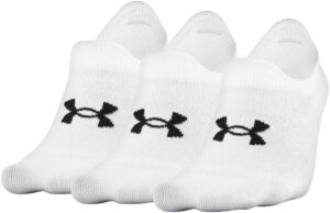 under armour adult essential ultra low tab socks, multipairs, white 2 (3-pairs), large