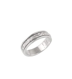 wave minimalist spinner creative ring spinning boho fidget ring statement band ring silver jewelry (8)