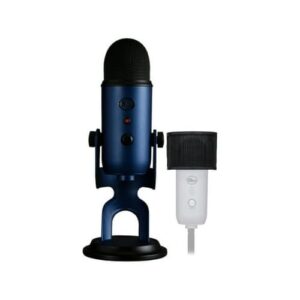 blue microphones yeti usb microphone (midnight blue) bundle with knox gear pop filter (large) (2 items)