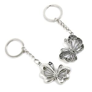 50 pieces keychain keyring door car key chain ring tag charms supplies t4da2y butterfly