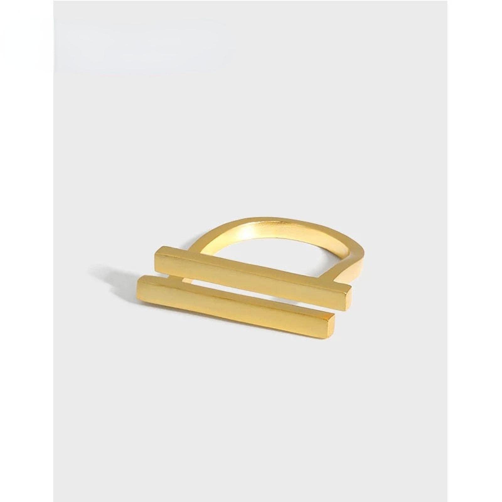 925 Sterling Silver Open Ring, Geometric Double Bar Women'S Jewelry Gold