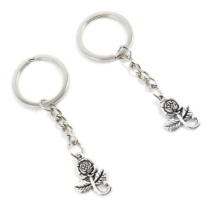 100 pieces keychain keyring door car key chain ring tag charms supplies g2pn5y rose flower