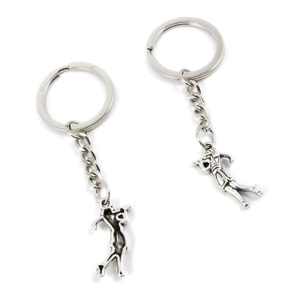 100 Pieces Keychain Keyring Door Car Key Chain Ring Tag Charms Supplies A4YJ6C Golf Lady