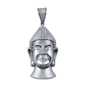 sterling silver buddha hip hop pendant w/ micro pave cz stones