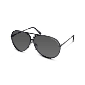 Porsche Design P8478 Iconic Sunglasses (69mm, D - Matt Black / Lens - Grey Blue / Extra Lens - Mercury, Silver Mirrored)