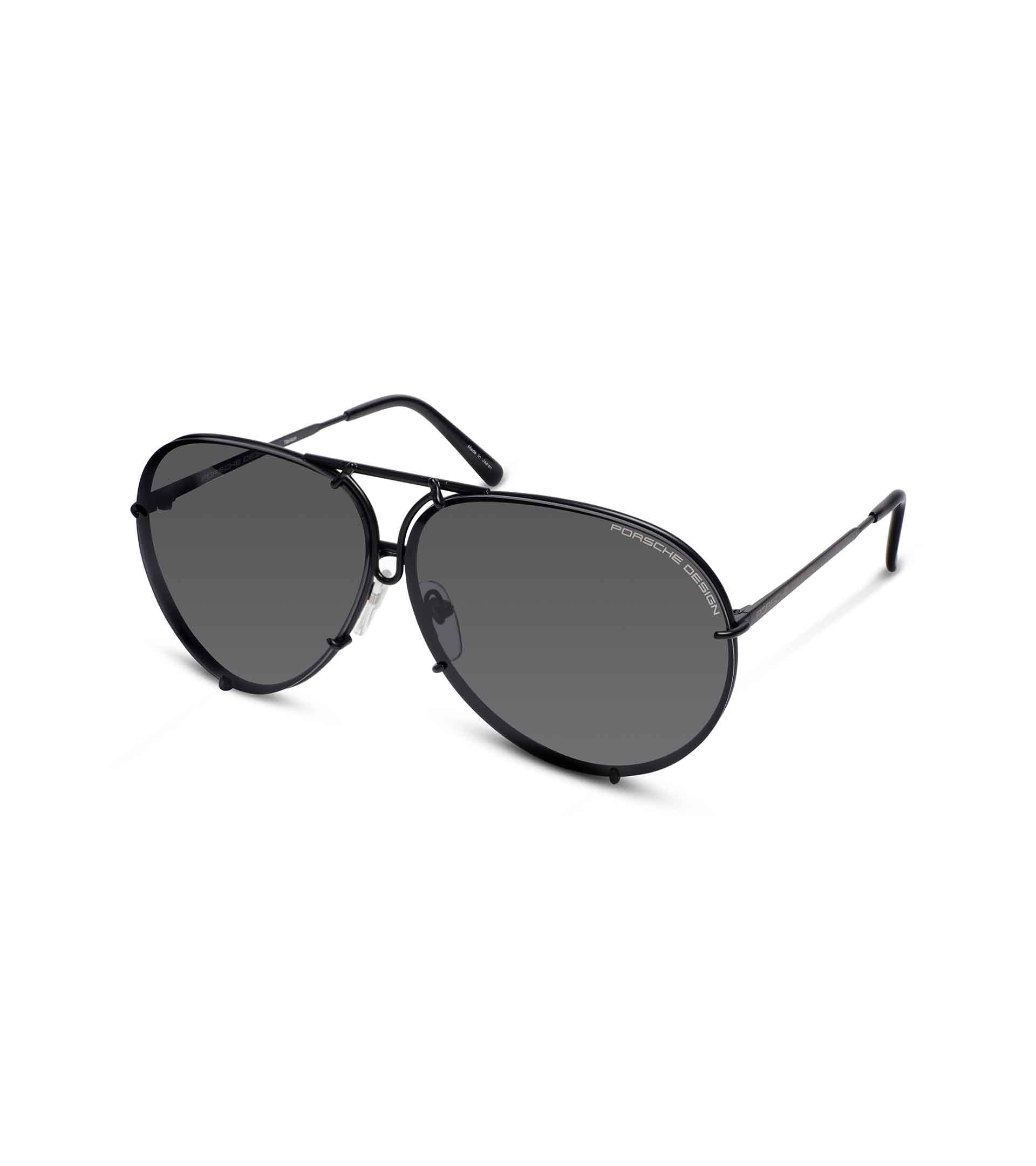 Porsche Design P8478 Iconic Sunglasses (69mm, D - Matt Black / Lens - Grey Blue / Extra Lens - Mercury, Silver Mirrored)