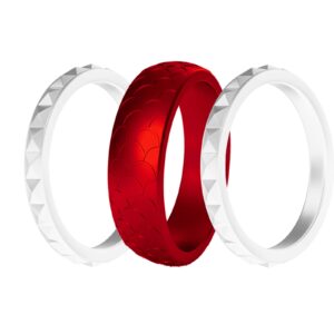 birthstone color silicone band rings for men women boys and teen girls soft flexible rubber knuckle pinky stackable thin rings breathable sports gym yoga work out finger rings set (july, 9)