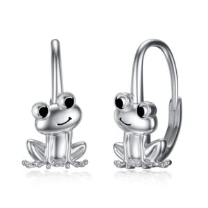 meiderbo frog earrings s925 sterling silver hypoallergenic frog hoop earrings women frog jewelry gifts for daughter