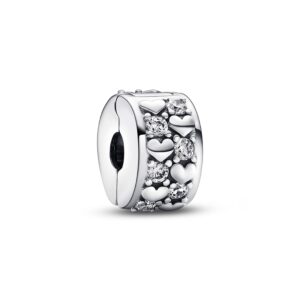 pandora infinite hearts sparkling clip charm silver one size