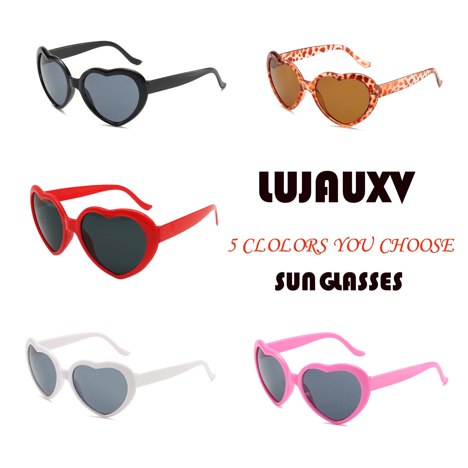 LUJAUXV Heart Shaped Sunglasses for Women,Trendy Cute Heart Glasses Retro Taylor Sun Glasses Cupid UV400