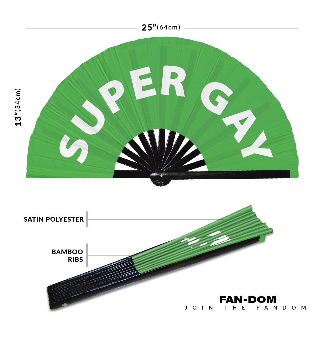 Super Gay Hand Fan Foldable Bamboo Circuit Rave Hand Fan Funny Gag Words Expressions Statement Gifts Festival Accessories (Green)