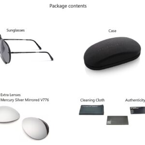 Porsche Design P8478 Iconic Sunglasses (69mm, D - Matt Black / Lens - Grey Blue / Extra Lens - Mercury, Silver Mirrored)