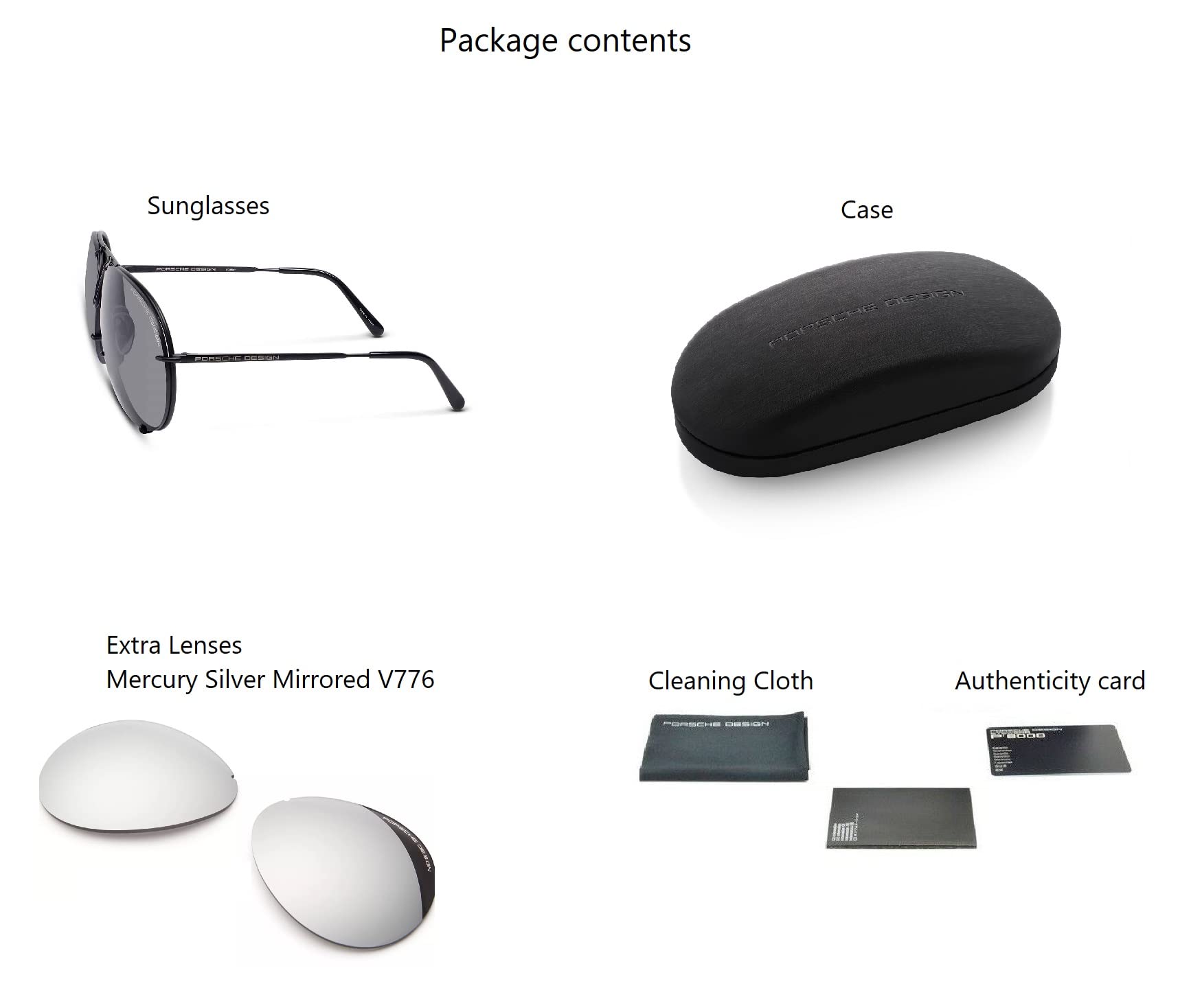 Porsche Design P8478 Iconic Sunglasses (69mm, D - Matt Black / Lens - Grey Blue / Extra Lens - Mercury, Silver Mirrored)