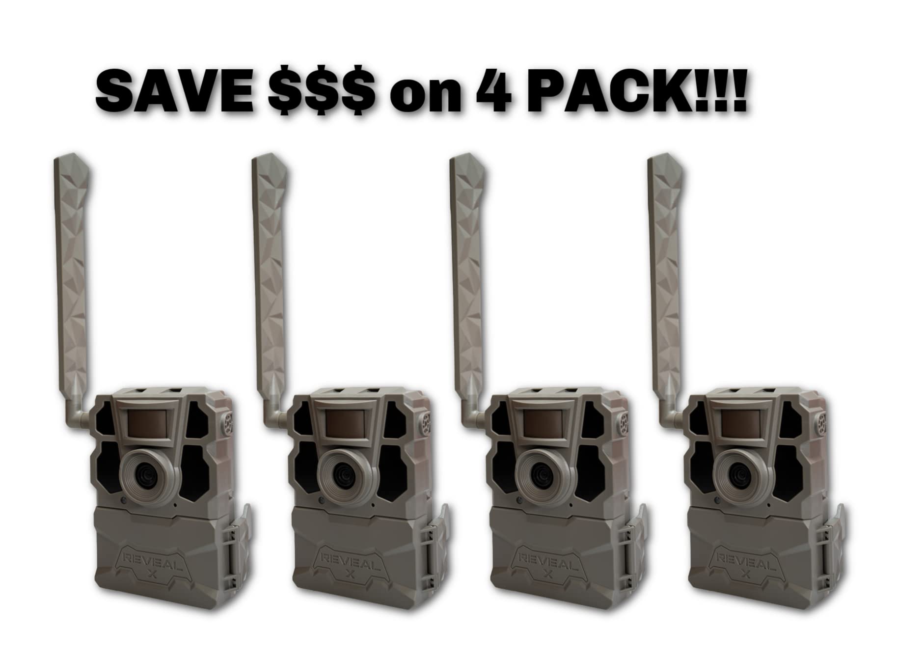 TACTACAM Reveal X Gen 2.0 LTE Cellular Trail Camera AT&T and Verizon, HD Video, HD Photo, Low Glow IR LED Flash (TA-TC-XG2) for Hunting, Security, Surveillance Gen 2 (4) 4 Pack Gen 2.0