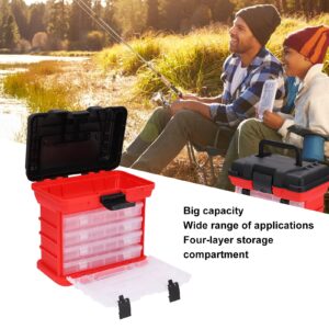 EVTSCAN Portable 4 Layer Fishing Tackle Box with Handle, ABS Impact Resistant Case, 4 Utility Boxes for Outdoor Fishing Storage Bait and Tackle Organizer, Red