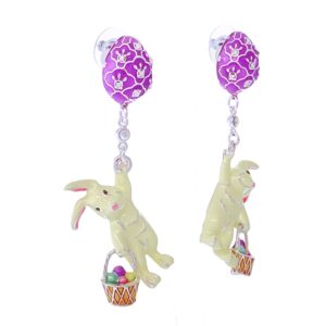 Ritzy Couture DeLuxe Handmade Adorable Drop and Dangle Easter Cute Bunny and Egg Earrings for Women Occasion Fashion Earring Gift for Girls - Fine Silver Plating - Posts