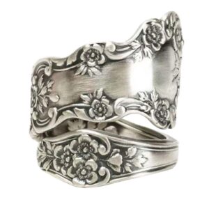 925 sterling silver oxidized spoon ring adjustable ring jewelry gifts for women