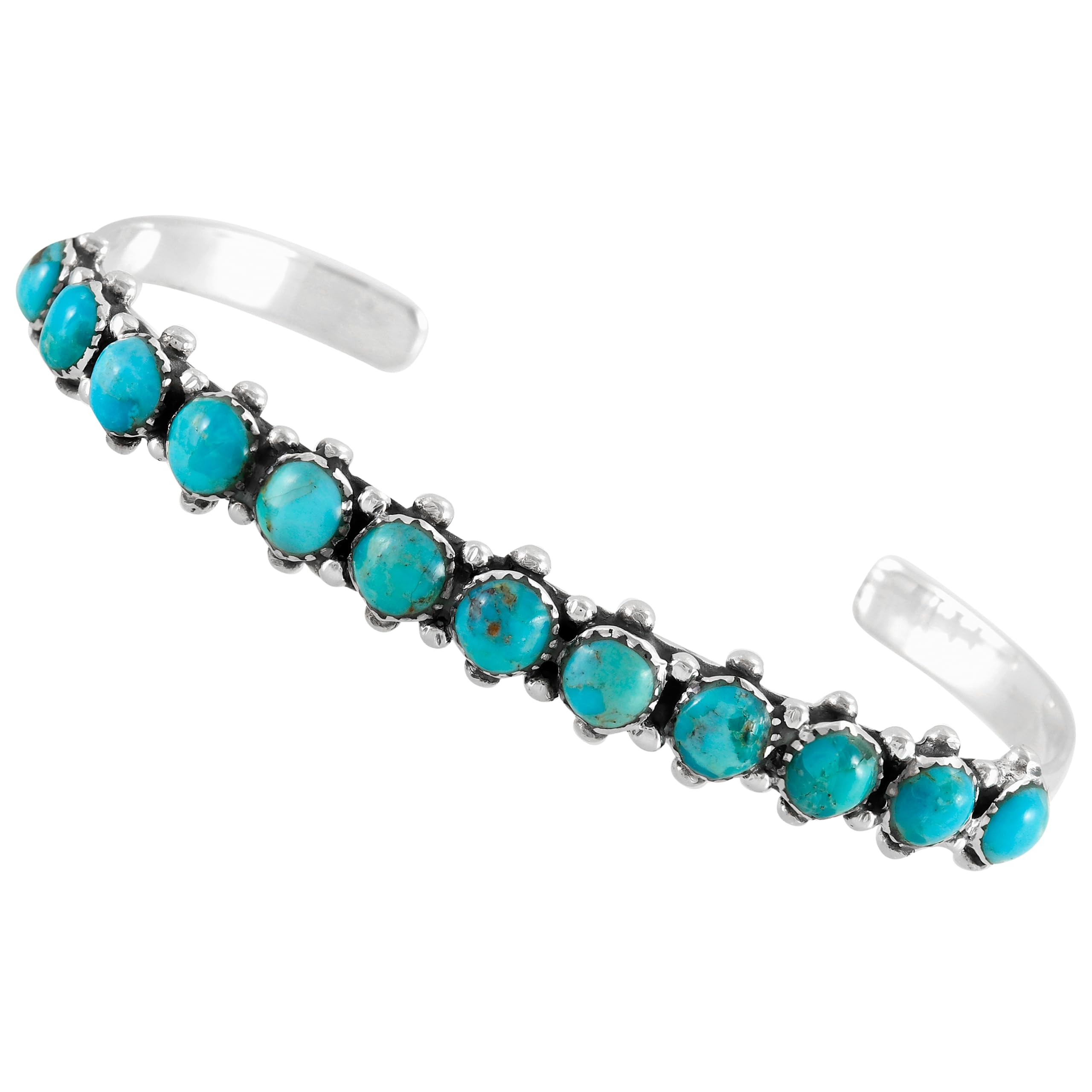 Turquoise Bracelet Sterling Silver 925 Genuine Turquoise Cuff Bracelet (Turquoise)