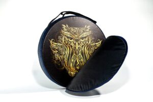 vegan shaman "owl soul" drum 20'' | healing sound therapy | tunable frame drum | water resistant membrane | deep bass sacred sound | with a soft protecting bag