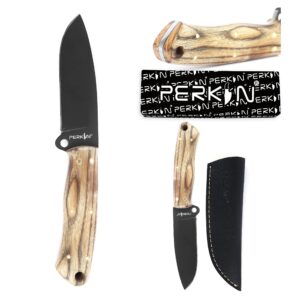 Perkin Hunting Knife With with Leather Sheath Full Tang Fixed Blade Knife Bushcraft Knife - Hunter522