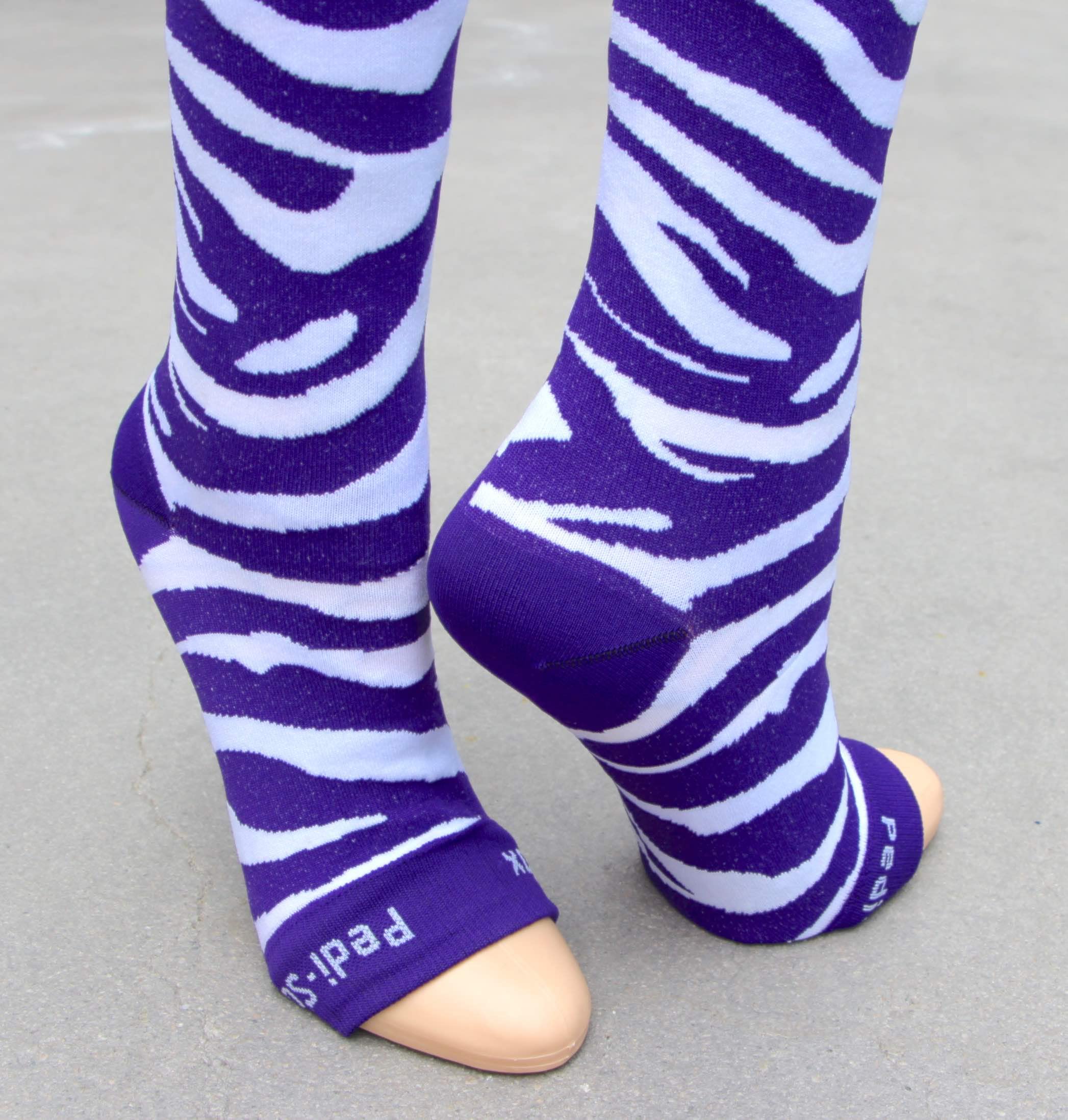 Original Pedi-Sox brand Toeless Socks for Pedicures : Ultra : Royal Purple Zebra