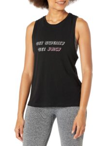 juicy couture women's performance sport logo tank, juicy black, small