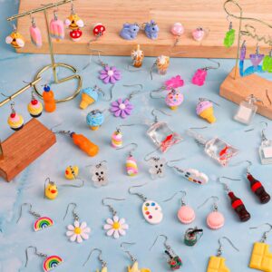 28 Pairs Weird Cute Earrings Funny Kawaii Indie Funky Earrings Including Gummy Bear Water Bottle Food Mushroom Boba Tea Earrings Goldfish Flowers Dangle Earrings for Women