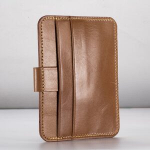 NUOYOU Handmade Genuine Leather Card Case Slim Handy Gift RFID Blocking Card Holder Minimalist Wallet for Men & Women Front Pocket Credit Card Holder Gift Package (Light Brown)