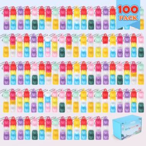 100 pcs mini pop fidget keychain toys,easter silicone mini pop bulk fidget keychain toy party favors, push poping bubble sensor toy, office desk toy for kids adults