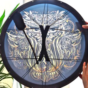 Vegan Shaman "Owl Soul" Drum 20'' | Healing Sound Therapy | Tunable Frame Drum | Water Resistant Membrane | Deep Bass Sacred Sound | With a Soft Protecting Bag