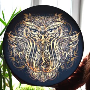 Vegan Shaman "Owl Soul" Drum 20'' | Healing Sound Therapy | Tunable Frame Drum | Water Resistant Membrane | Deep Bass Sacred Sound | With a Soft Protecting Bag