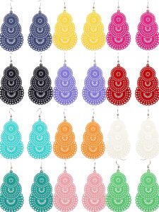 hafilo 12 pairs of colorful hollow lightweight dangle earrings bohemian boho style danglers dangling eardrop hypoallergenic earrings for women fashion