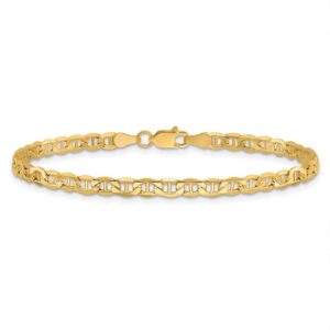 diamond2deal 14k yellow gold 3.20mm anchor chain anklet 10" women