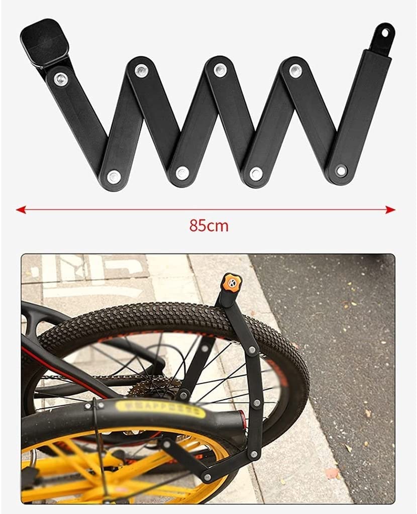 XIXIDIAN Folding Bike Lock - Hardened Steel Fold-Up Heavy Duty Bike Lock with Easy Mounting, Secure Lock and Anti-Scratch Coating - Bicycle Lock