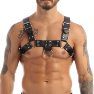 arrxhh leather men's shiny body chest harness belt adjustable buckle straps costume party carnival