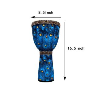 RUOSWTE Djembe Drum Bongo ，Goblet Drum Made Of Goat Leather Drum Head, Hand Painted Cloth, West African Style Hand Drum, Gift For Beginners (B)