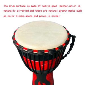 RUOSWTE Djembe Drum ，Djembe, Drum Circles Music Healing Instument，Professional West African Style, Mahogany, Hand Carved Goat Drum，Bongo Drum (8‘’) Black