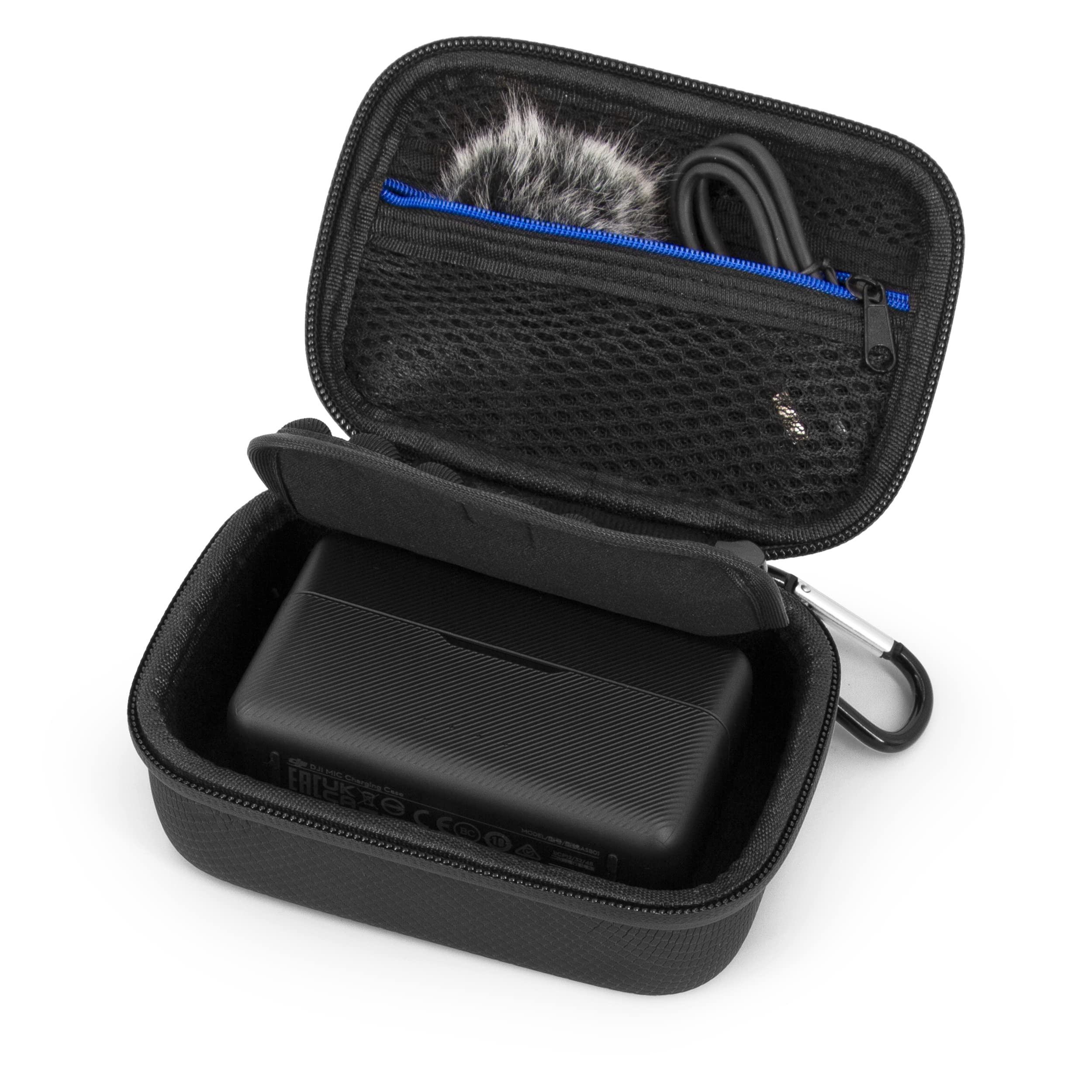 CASEMATIX Travel Case Compatible With DJI Mic 2 Wireless Microphone Kit or Original - Compact Lavalier Microphone Protection to Carry Lav Mic in Charging Case and Small Accessories